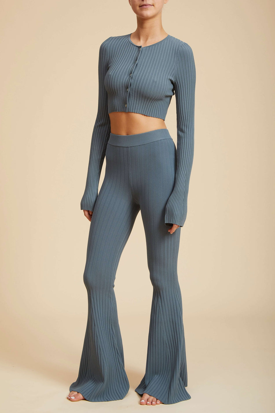 Jaya Flare: High-Waisted Super Flare Knit Pants | Live The Process